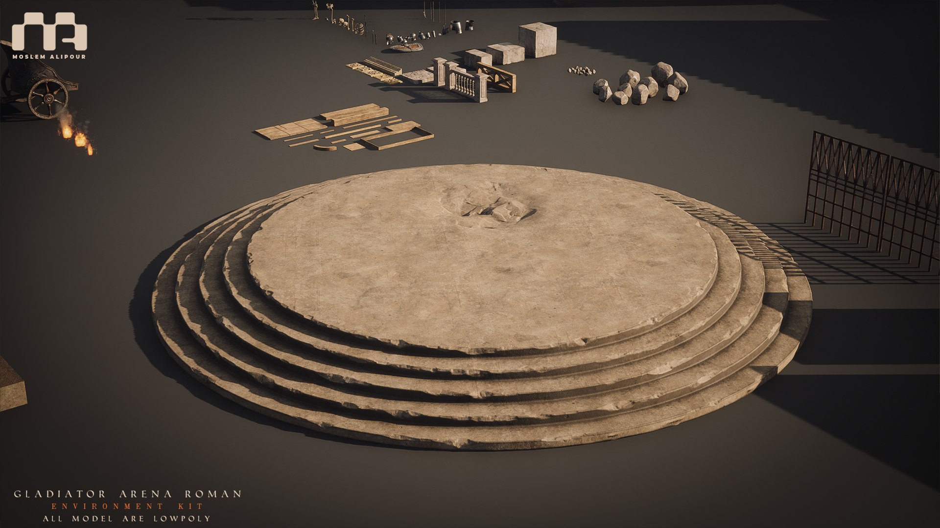 3D Model Gladiator Arena Roman Environment Kit - TurboSquid 2275786