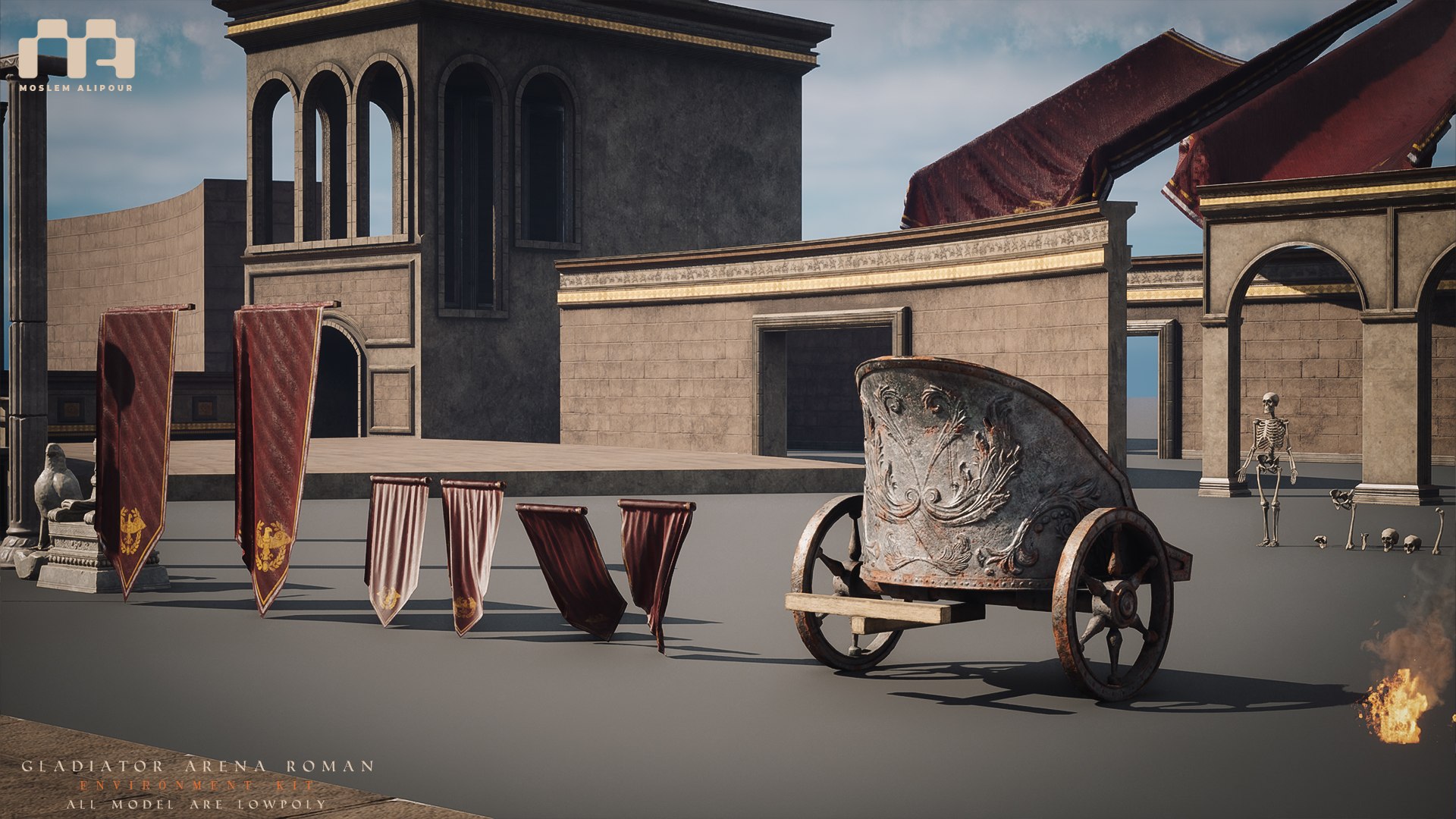 3D Model Gladiator Arena Roman Environment Kit - TurboSquid 2275786