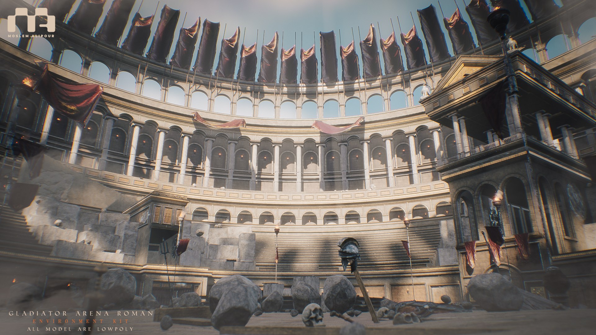 3D Model Gladiator Arena Roman Environment Kit - TurboSquid 2275786