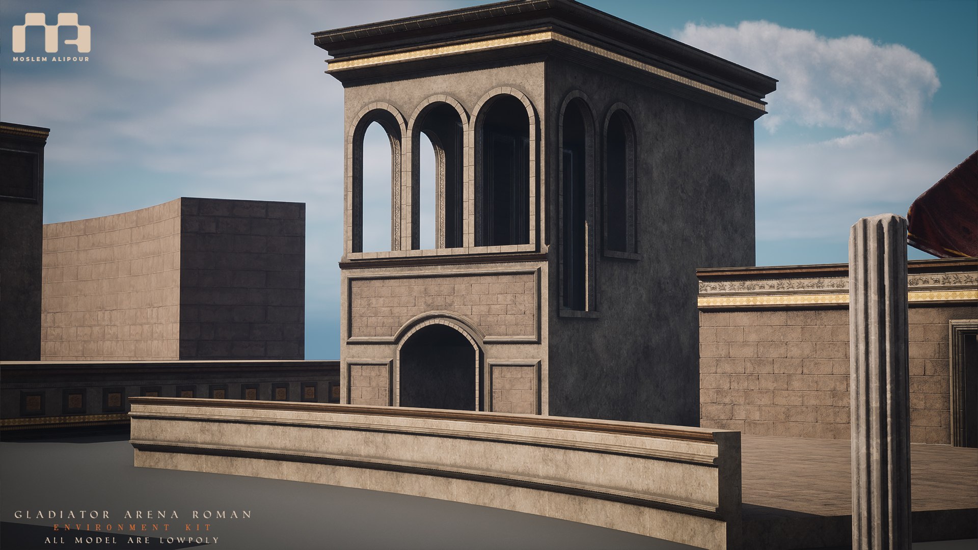 3D Model Gladiator Arena Roman Environment Kit - TurboSquid 2275786