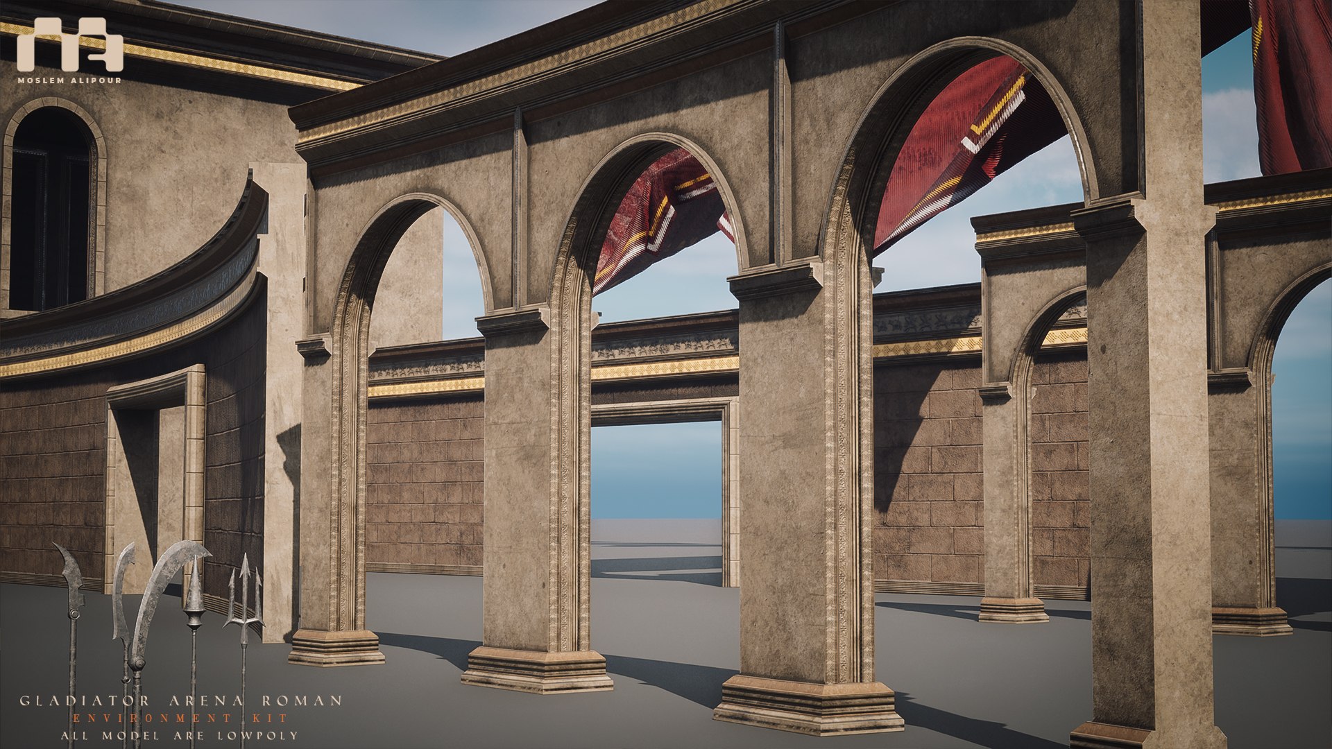 3D Model Gladiator Arena Roman Environment Kit - TurboSquid 2275786