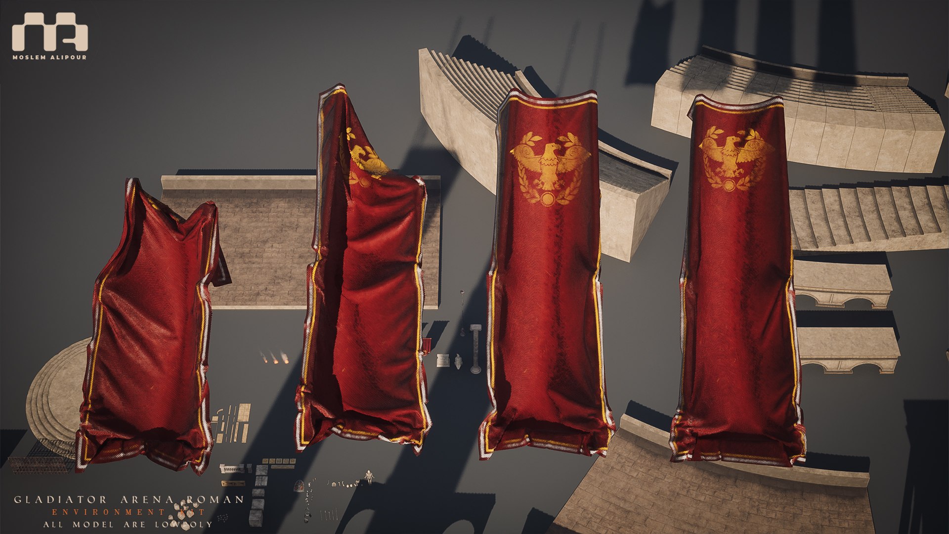 3D Model Gladiator Arena Roman Environment Kit - TurboSquid 2275786