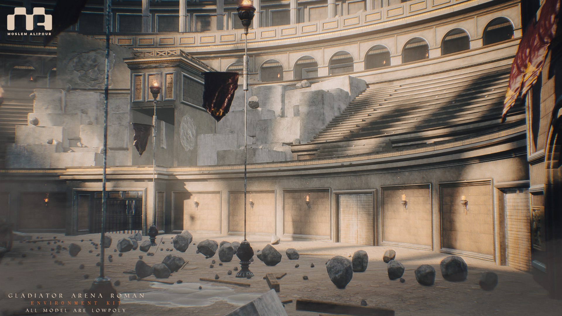 3D Model Gladiator Arena Roman Environment Kit - TurboSquid 2275786