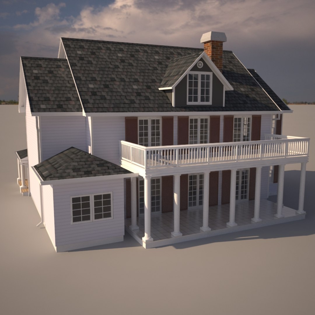 3d Colonial Style House Model