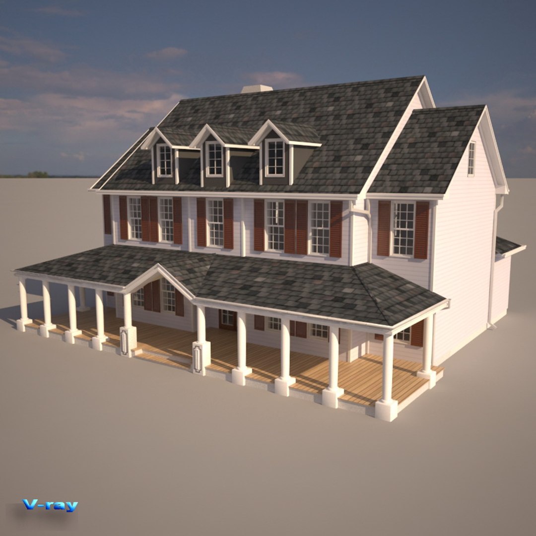 3d Colonial Style House Model