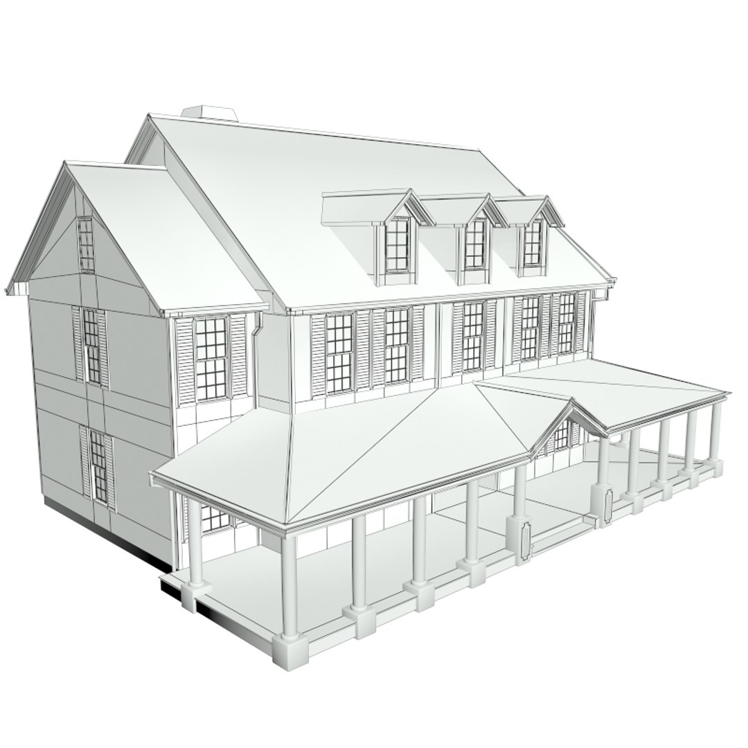 3d Colonial Style House Model