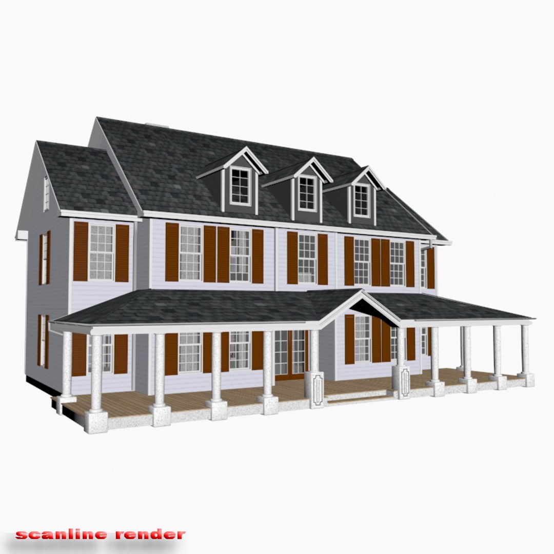 3d Colonial Style House Model