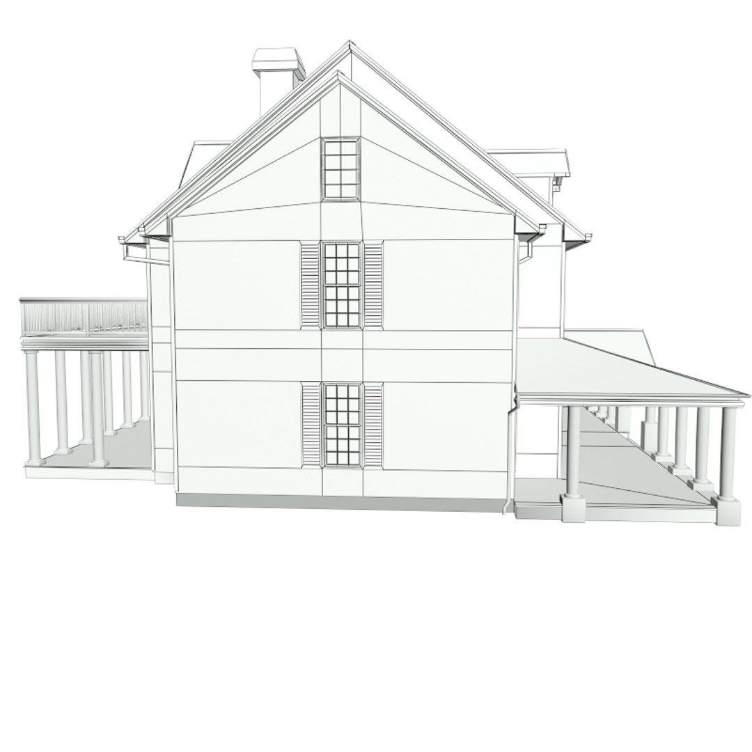 3d Colonial Style House Model