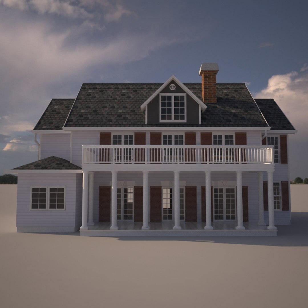 3d Colonial Style House Model
