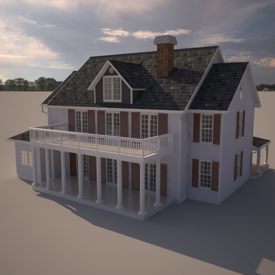 3d Colonial Style House Model