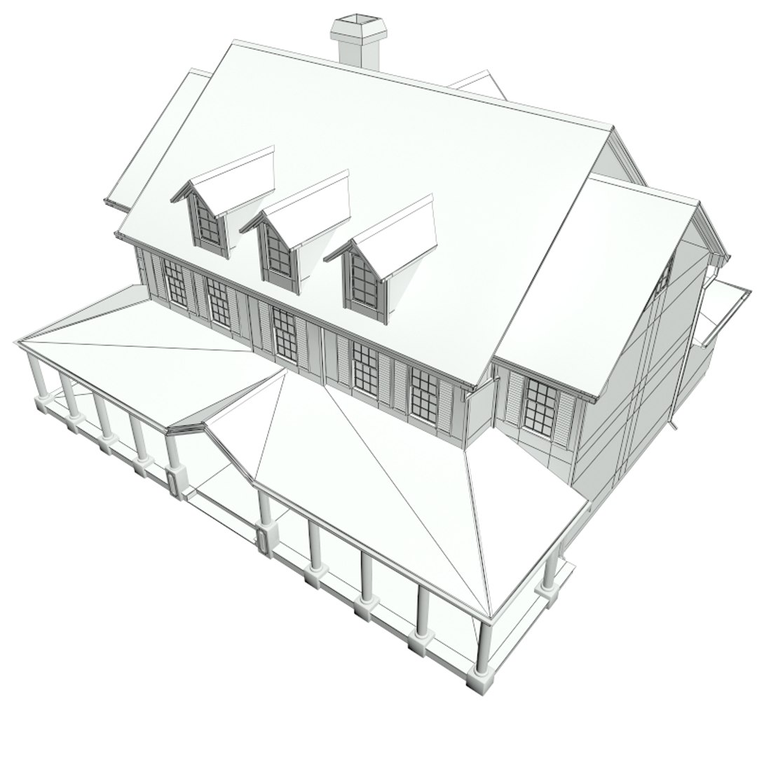 3d Colonial Style House Model