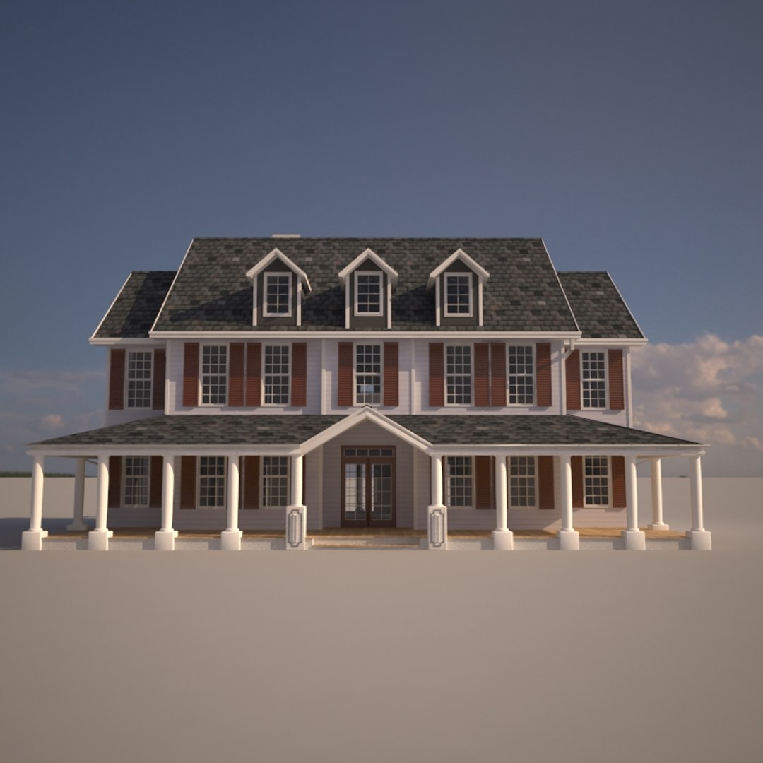 3d Colonial Style House Model