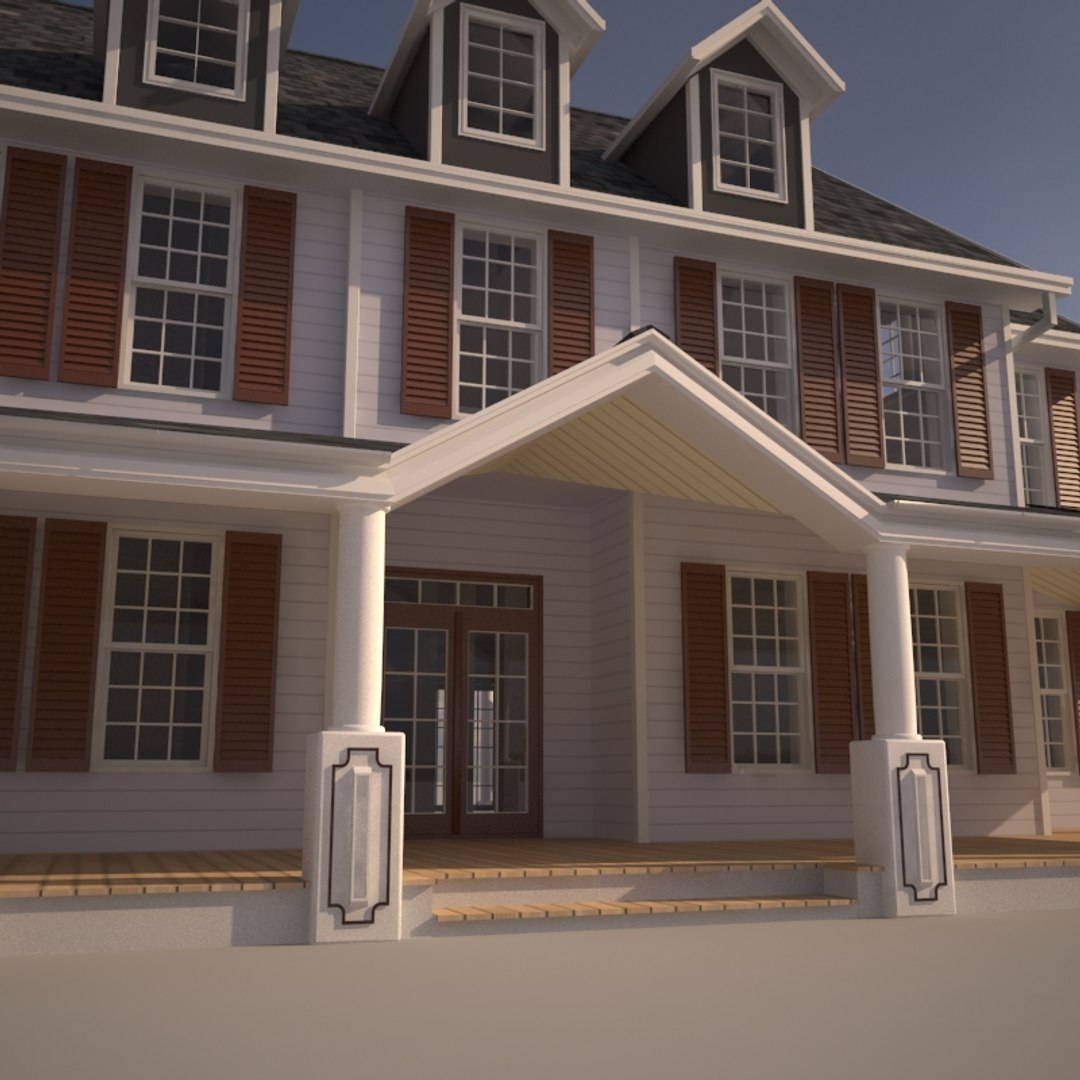 3d Colonial Style House Model