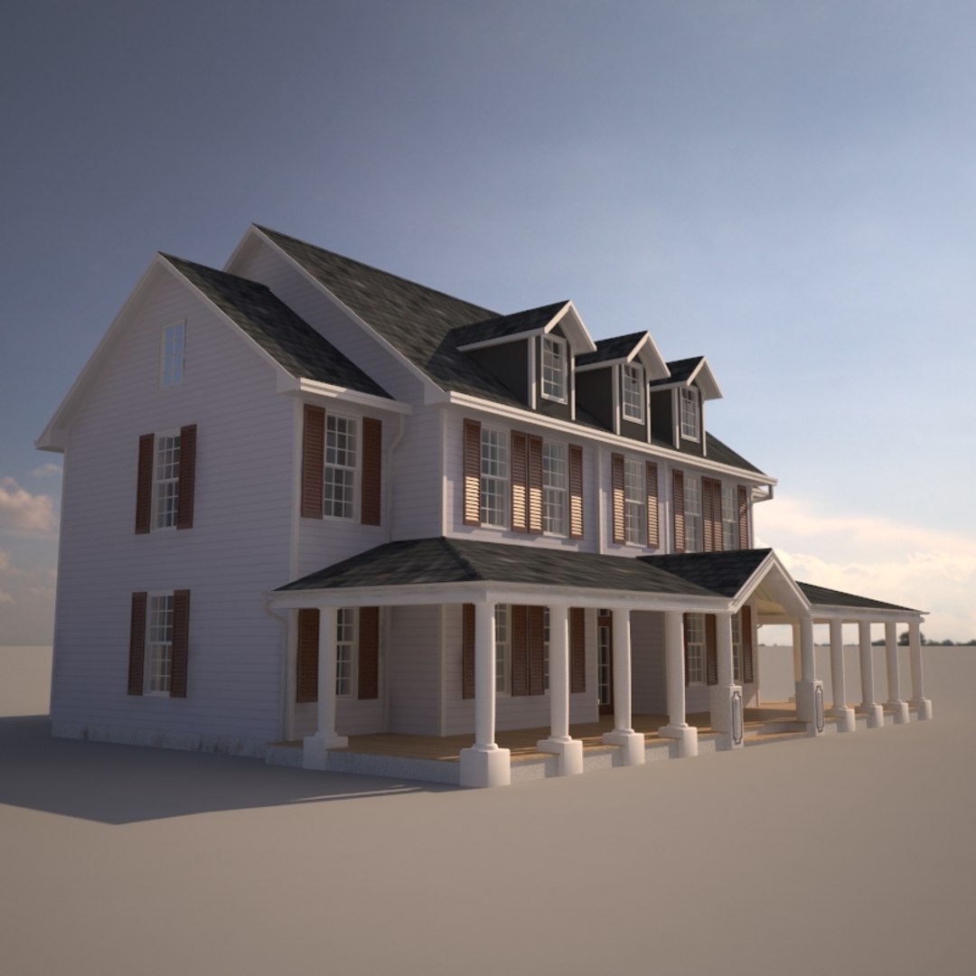 3d Colonial Style House Model