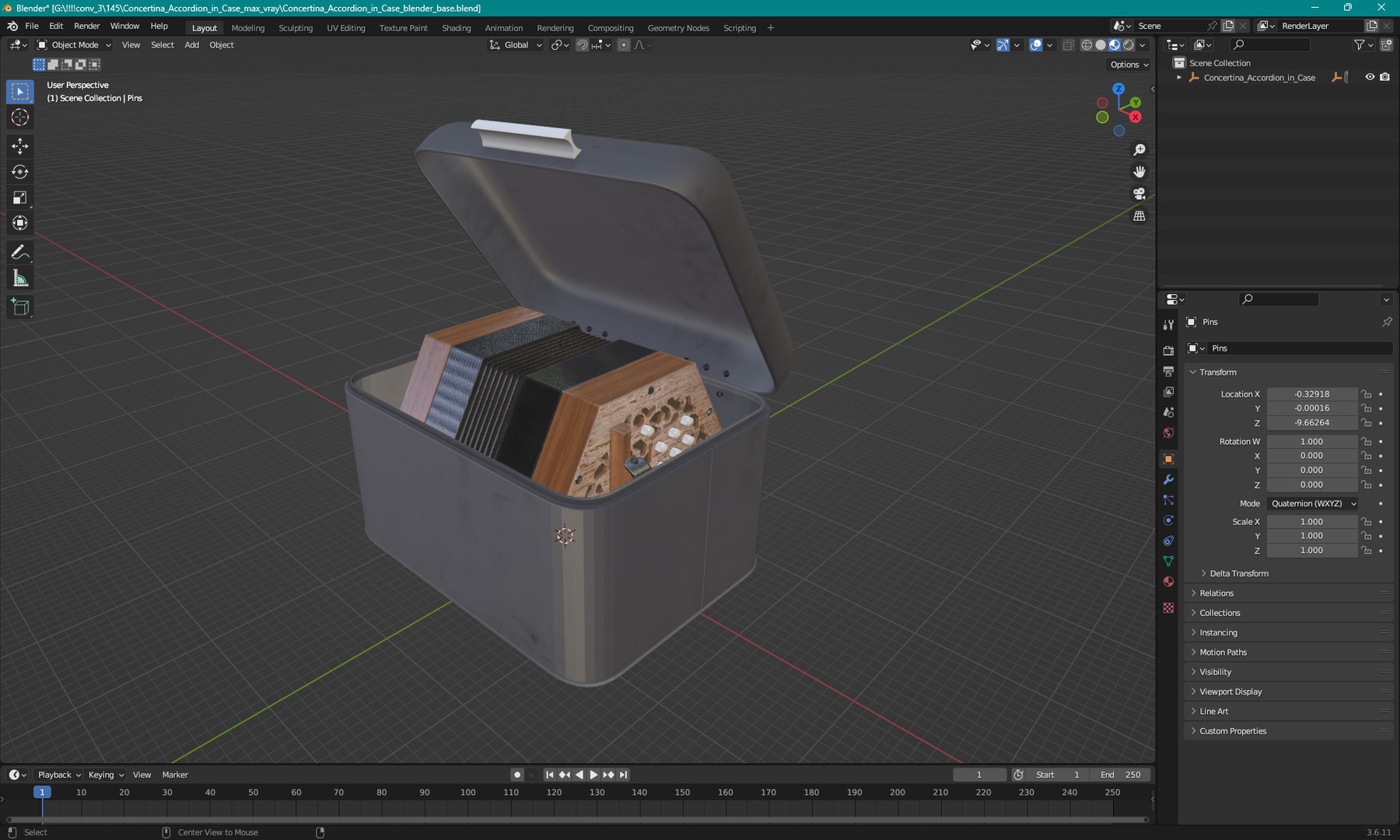 Concertina Accordion In Case 3D Model - TurboSquid 2419420