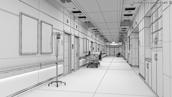 Hospital Hallway and Ward Interiors model - TurboSquid 1995390