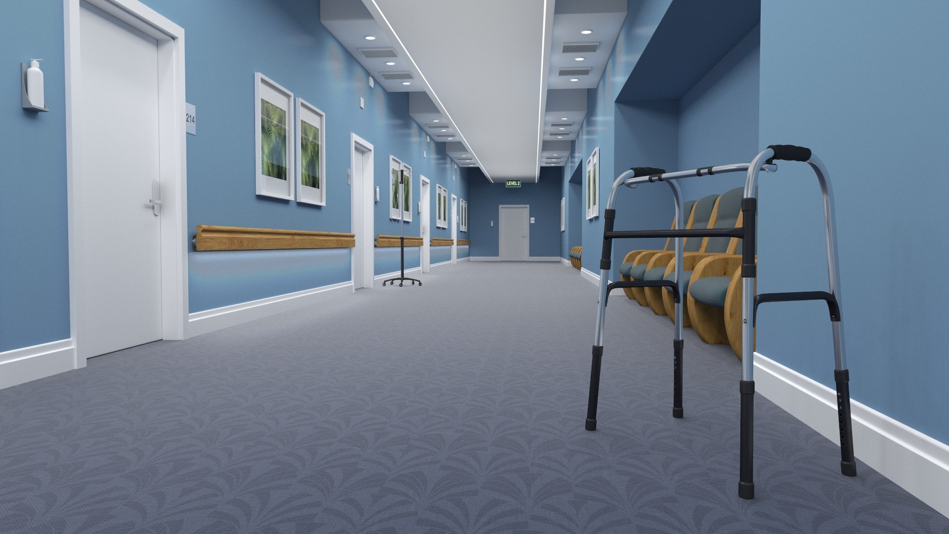 Hospital Hallway and Ward Interiors model - TurboSquid 1995390