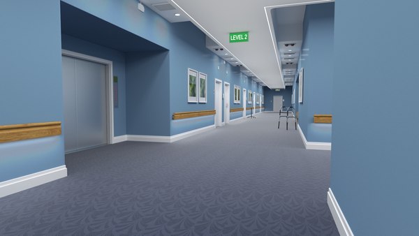 Hospital Hallway and Ward Interiors model - TurboSquid 1995390