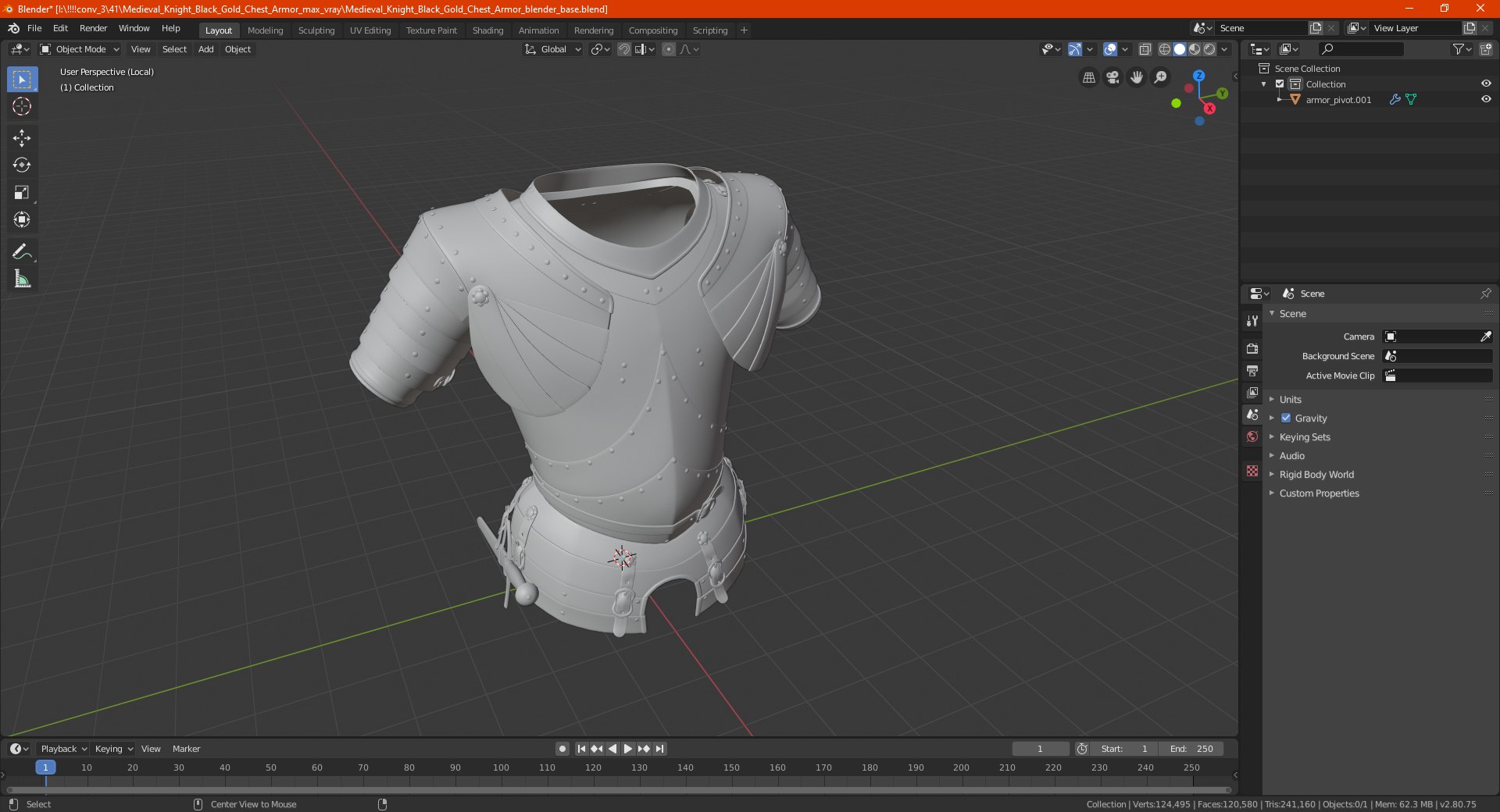 3D model Medieval Knight Black Gold Chest Armor - TurboSquid 1832666
