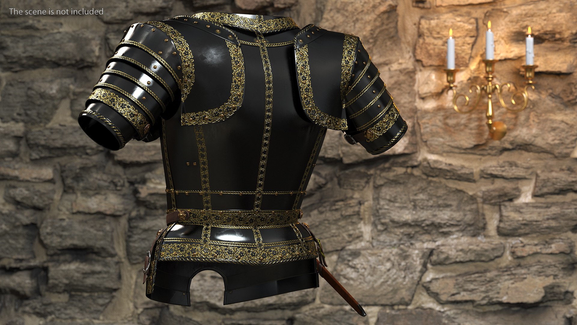 3D Model Medieval Knight Black Gold Chest Armor - TurboSquid 1832666