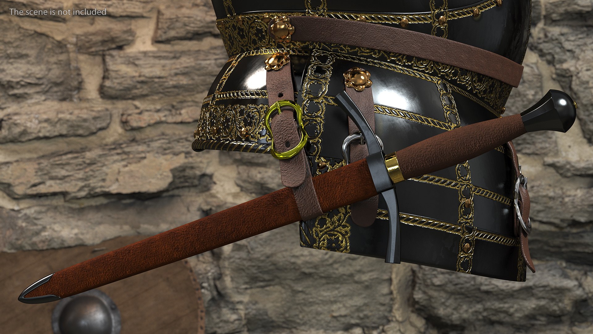 3D Model Medieval Knight Black Gold Chest Armor - TurboSquid 1832666