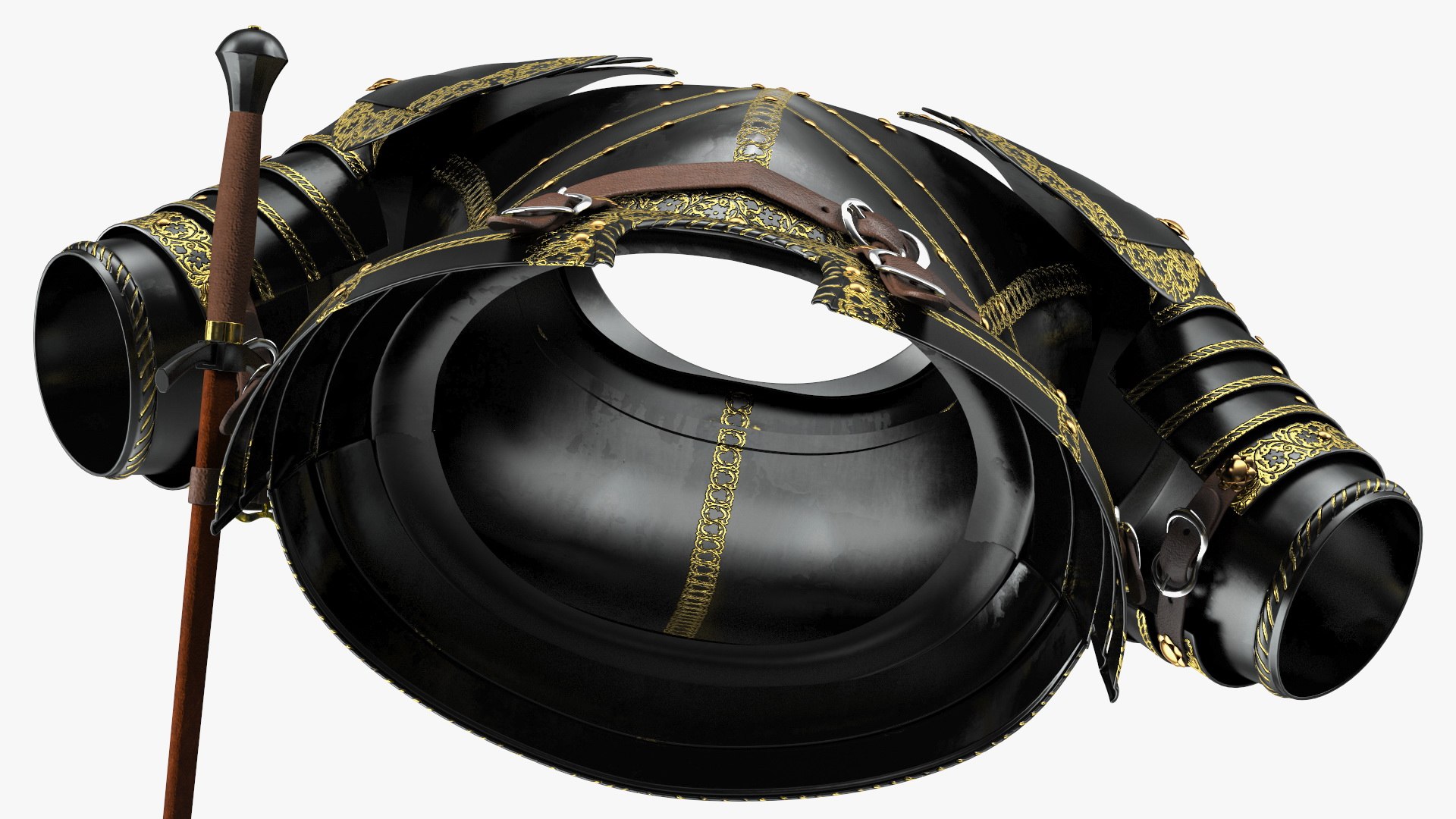 3D Model Medieval Knight Black Gold Chest Armor - TurboSquid 1832666