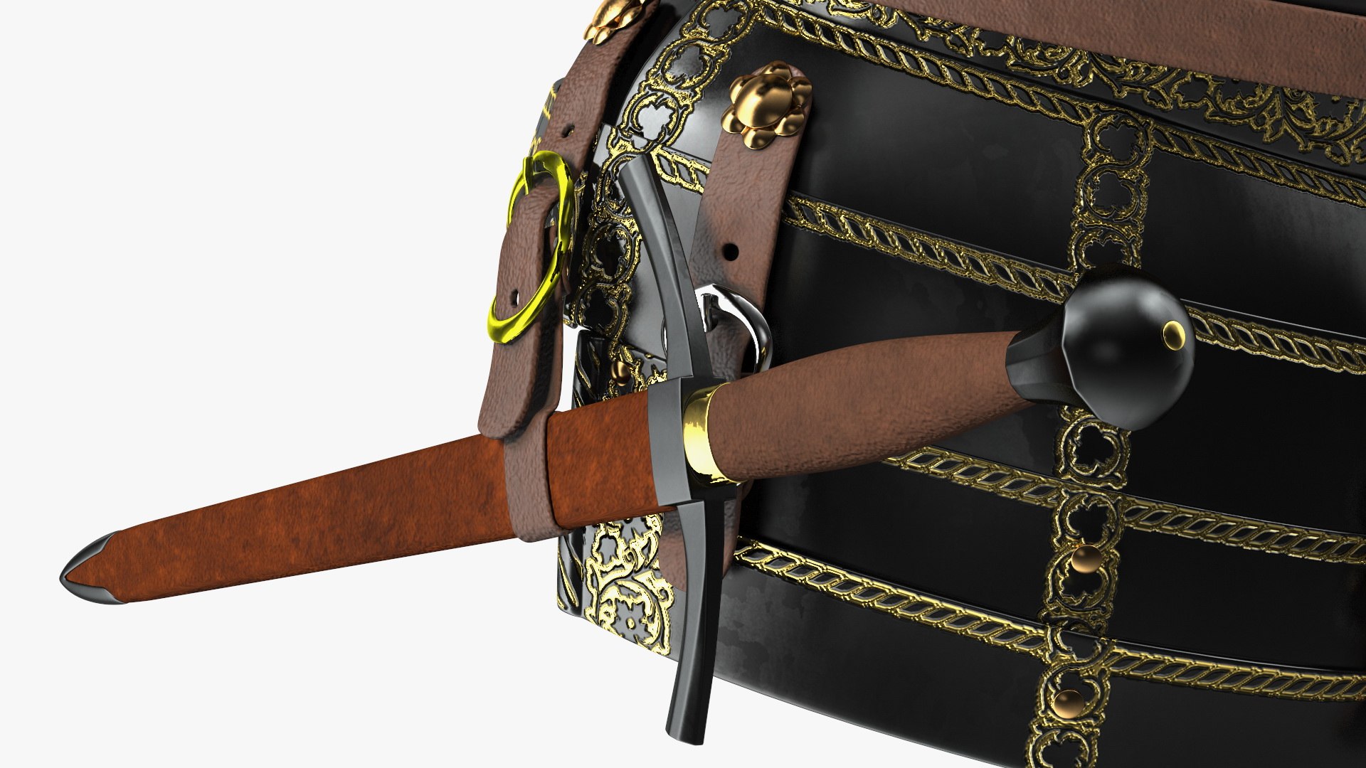 3D model Medieval Knight Black Gold Chest Armor - TurboSquid 1832666