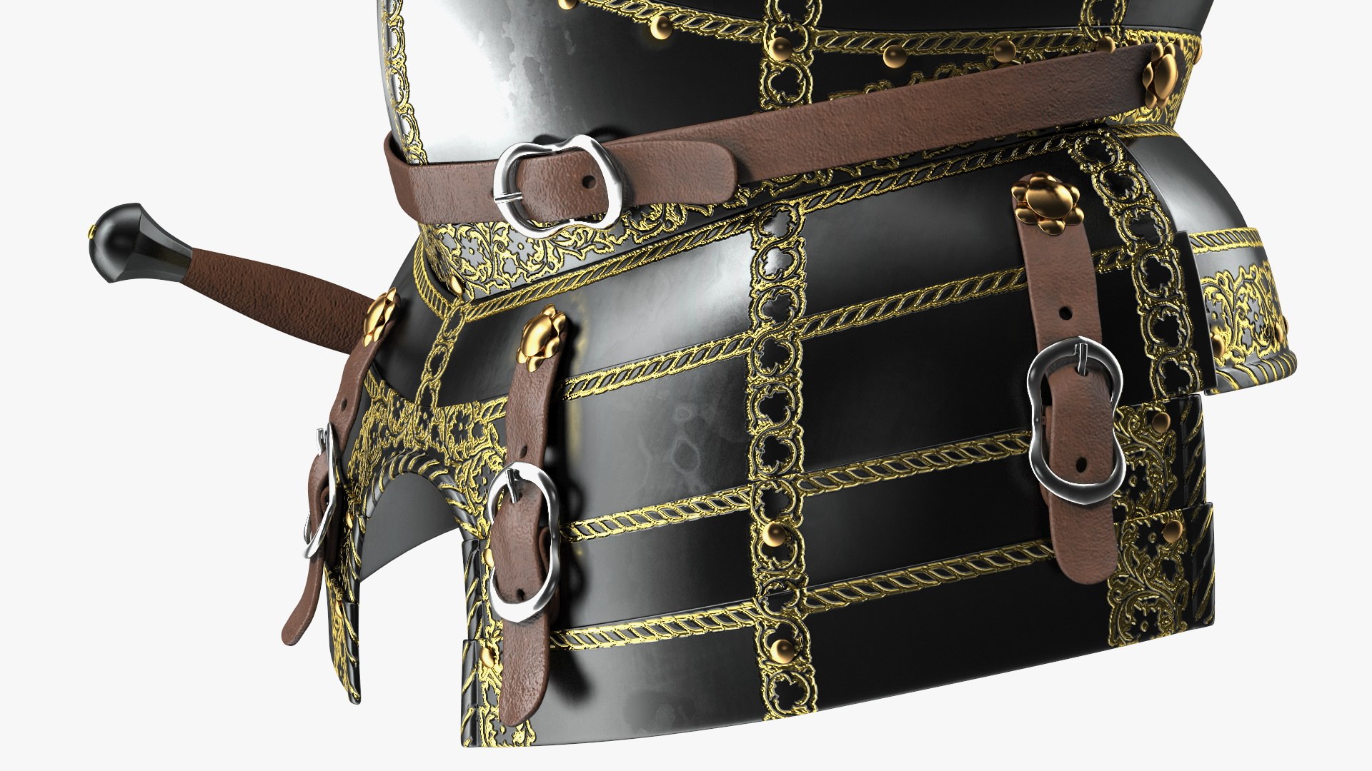3D model Medieval Knight Black Gold Chest Armor - TurboSquid 1832666
