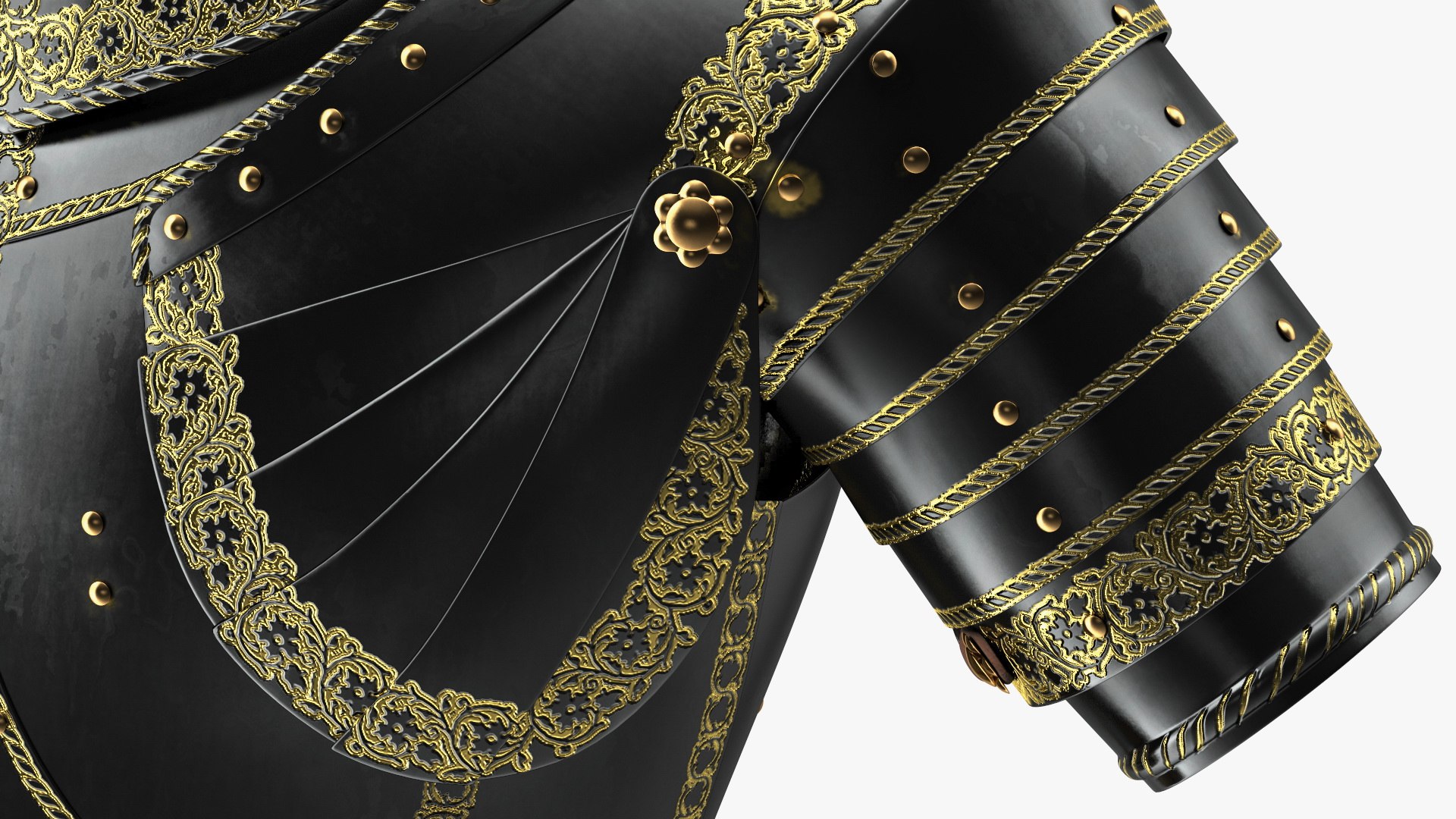 3D model Medieval Knight Black Gold Chest Armor - TurboSquid 1832666