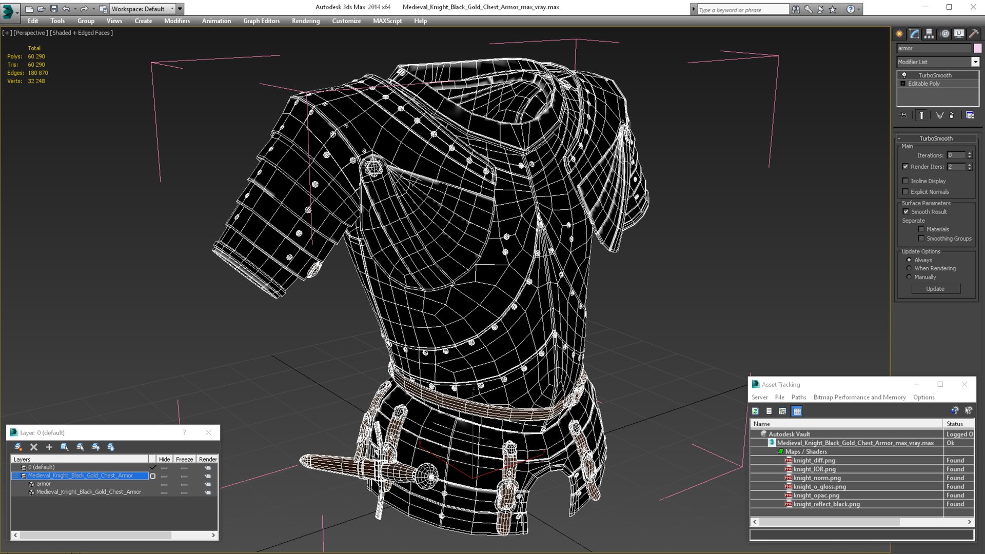 3D model Medieval Knight Black Gold Chest Armor - TurboSquid 1832666