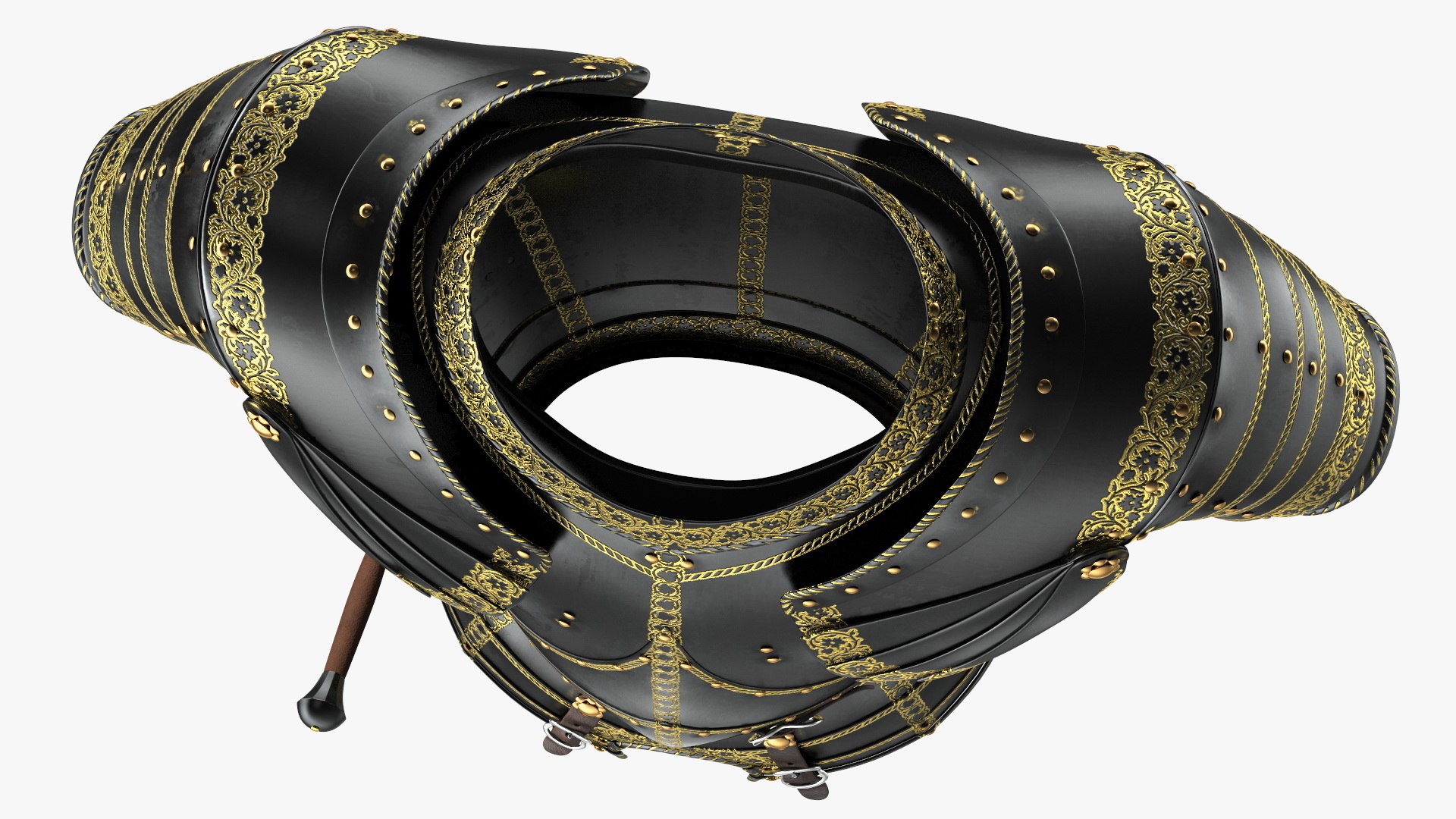 3D Model Medieval Knight Black Gold Chest Armor - TurboSquid 1832666