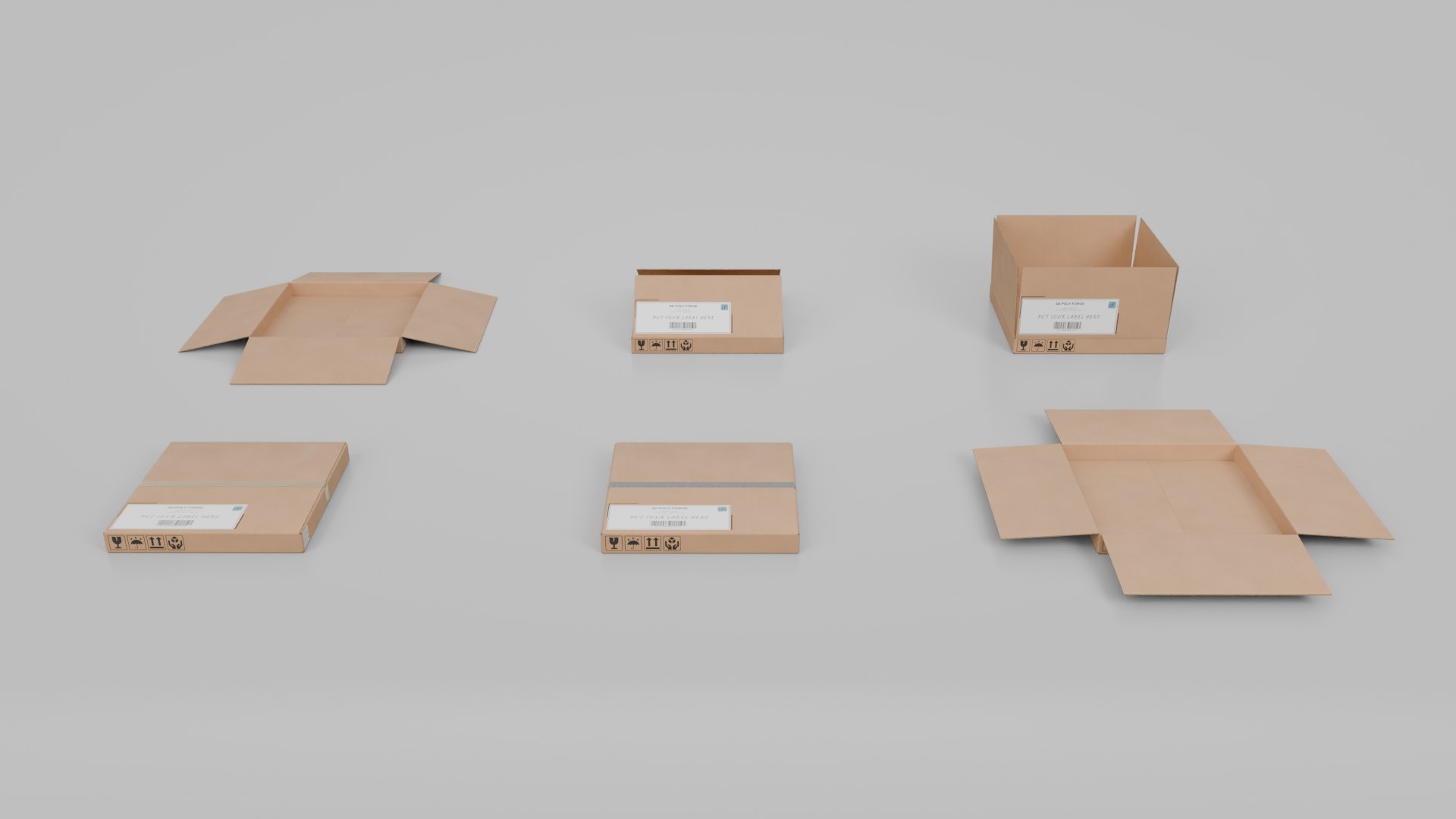 3D Model Flat Cardboard Box Set - Rigged And Customizable - TurboSquid ...
