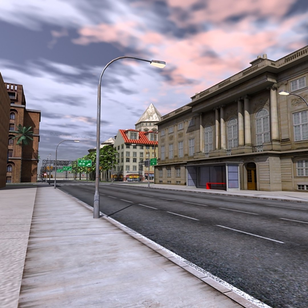 3ds City Scene Road Street