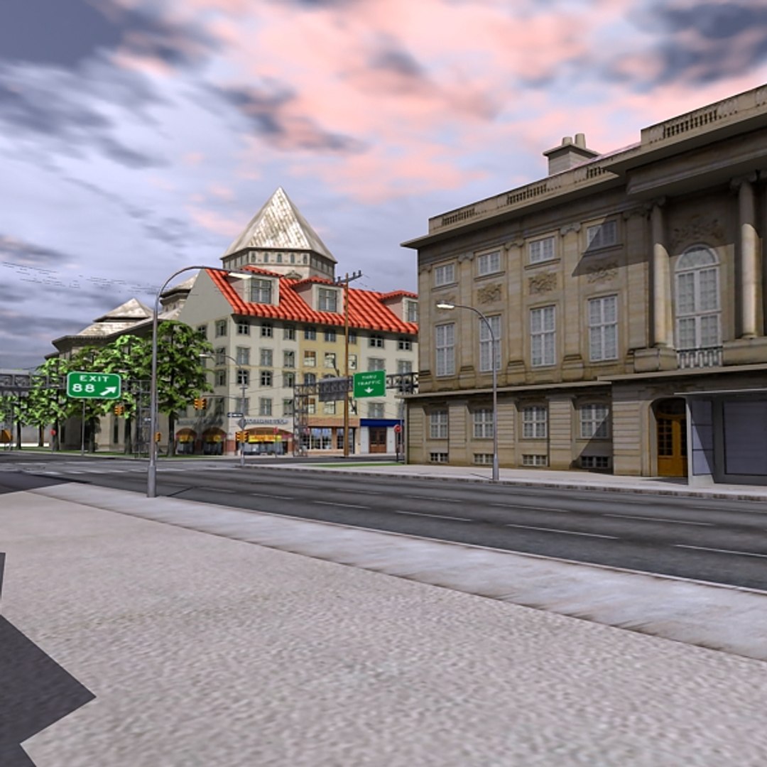 3ds City Scene Road Street