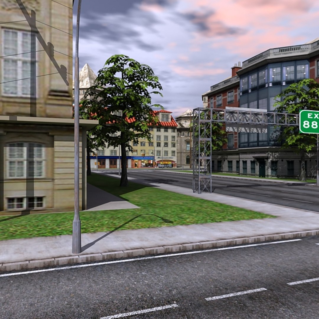 3ds City Scene Road Street