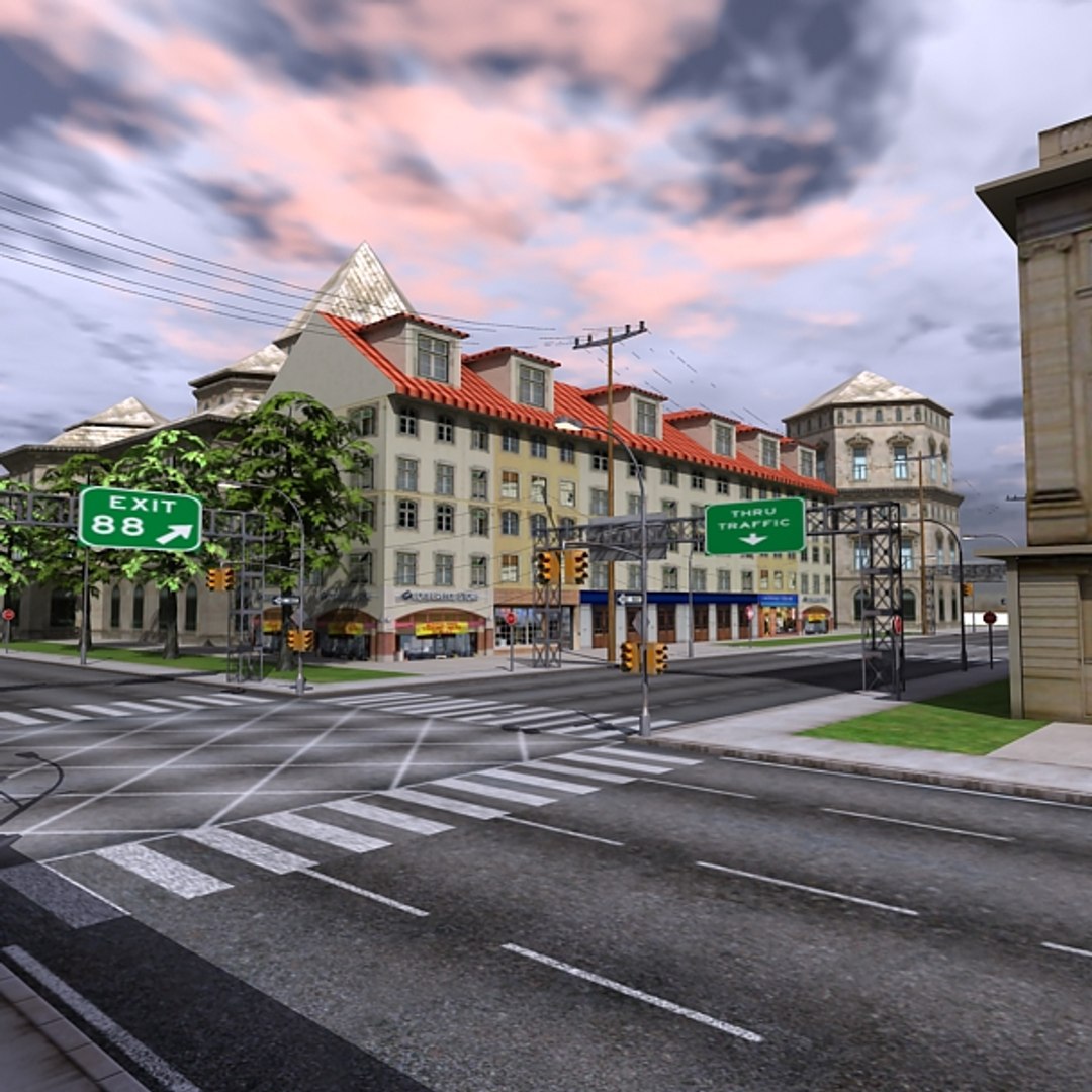 3ds City Scene Road Street