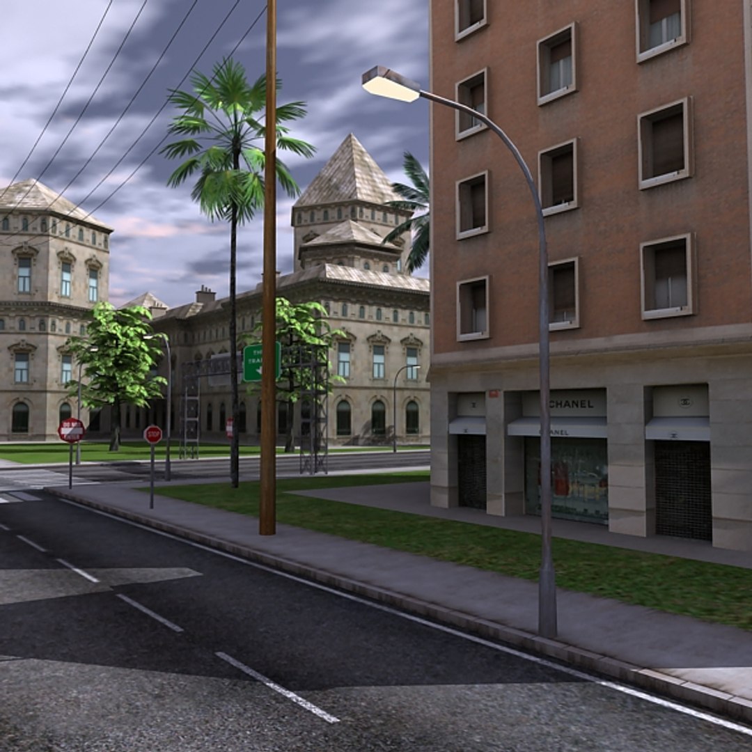 3ds City Scene Road Street