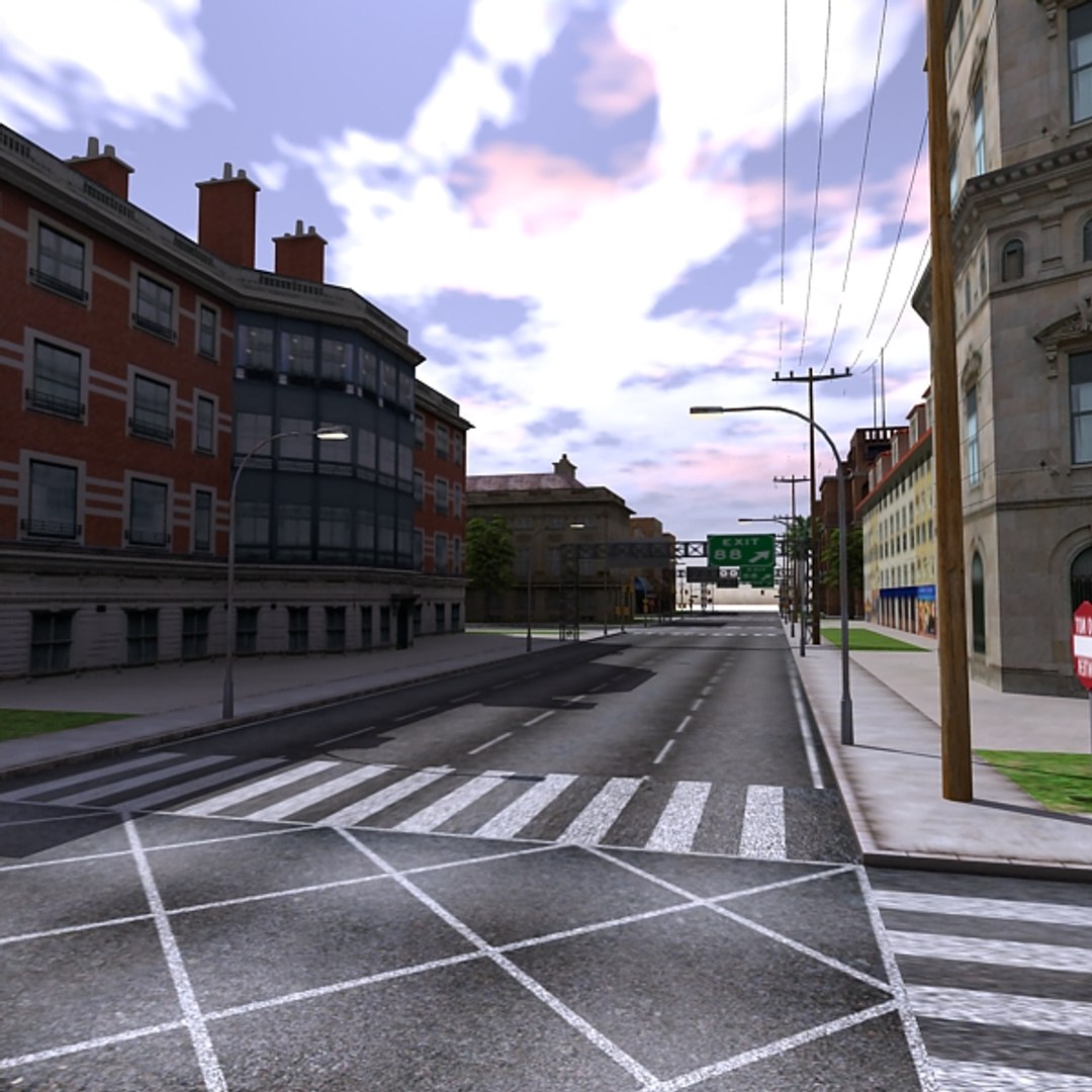 3ds City Scene Road Street