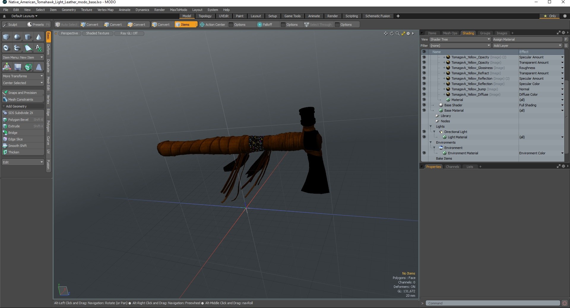 3D Model Native American Tomahawk Light Leather - TurboSquid 2101499