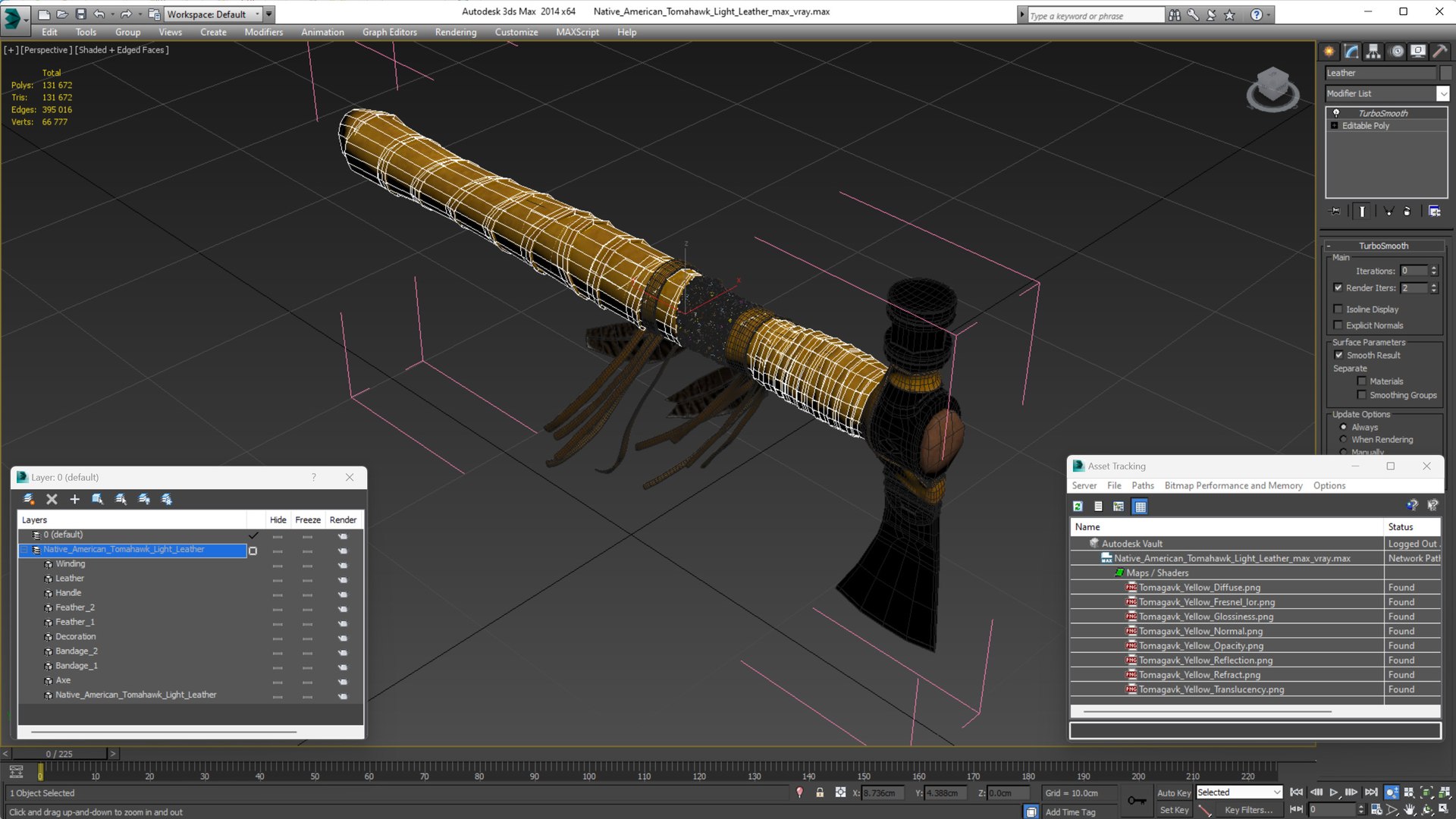 3D Model Native American Tomahawk Light Leather - TurboSquid 2101499