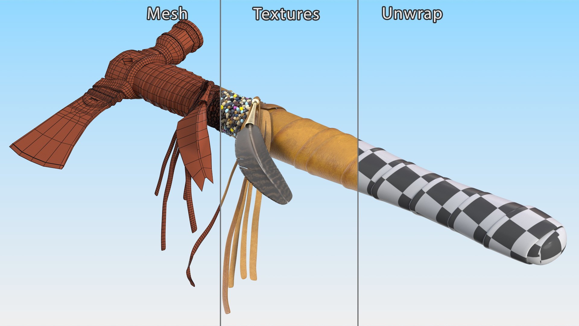 3D Model Native American Tomahawk Light Leather - TurboSquid 2101499