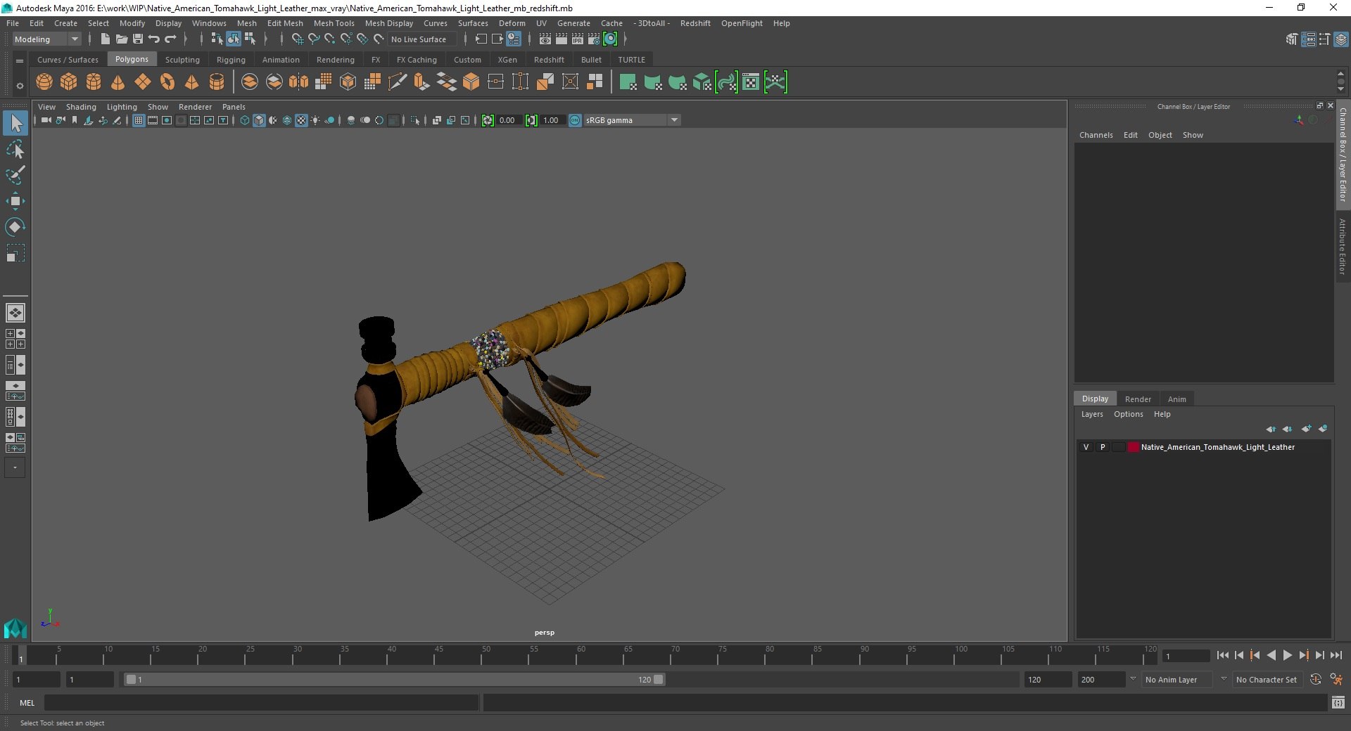 3D Model Native American Tomahawk Light Leather - TurboSquid 2101499