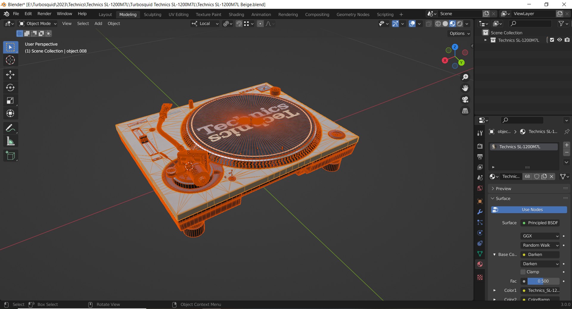 Technics SL-1200M7L Turntable Beige 3D Model - TurboSquid 2097440
