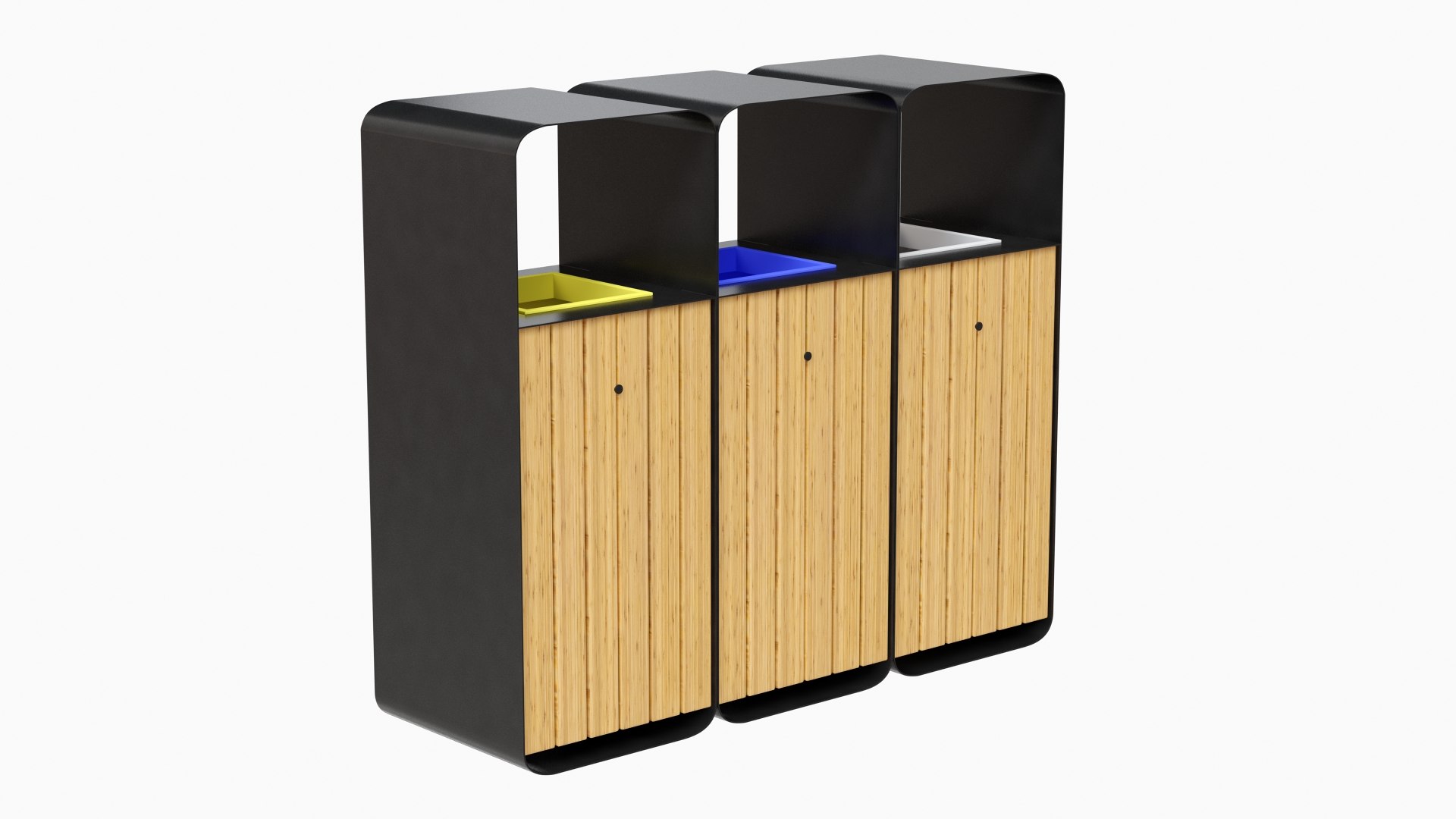3D HANKO M Triple-Sort Modular Recycling Bin For Outdoor Ashtray ...