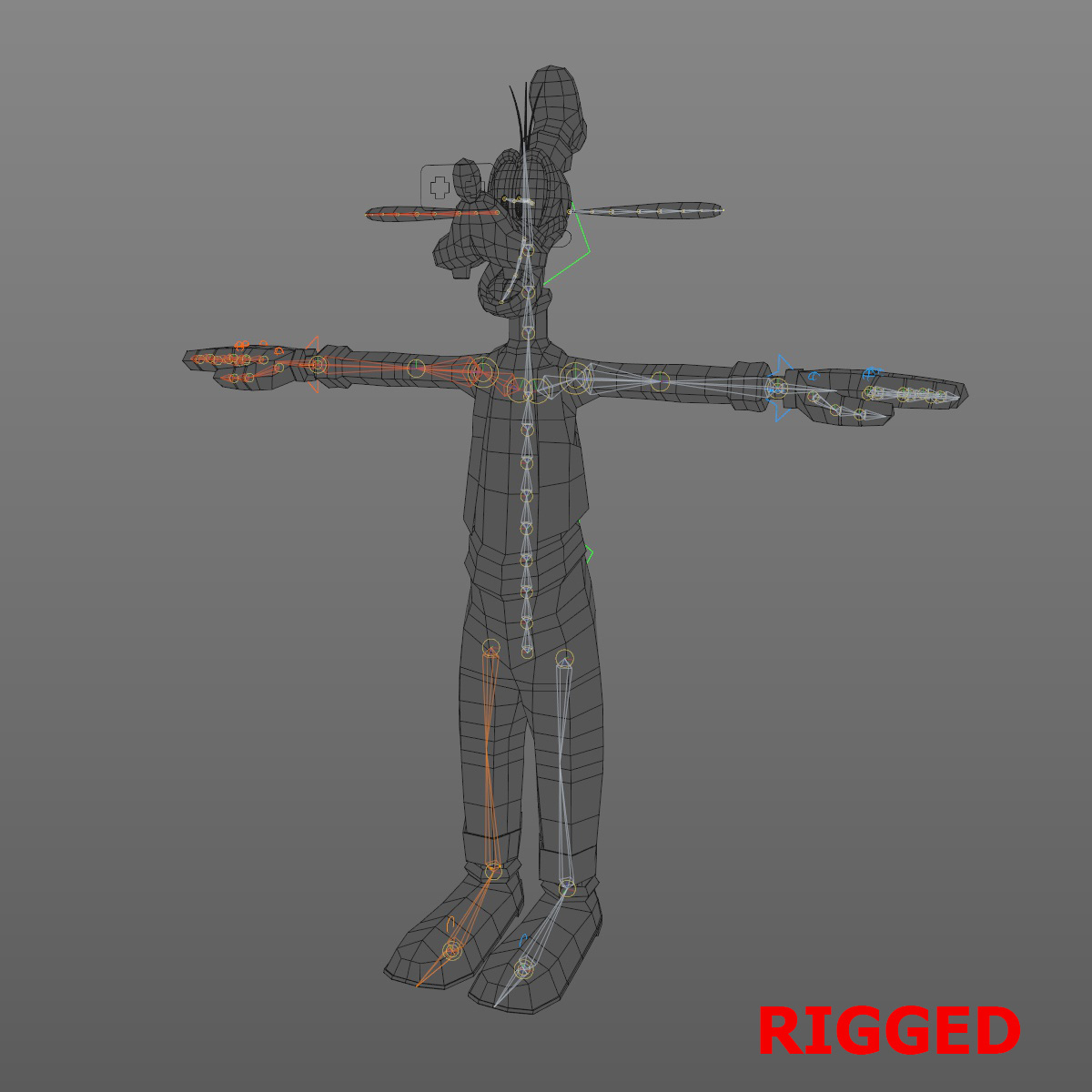 3d goofy rigging character cartoon model