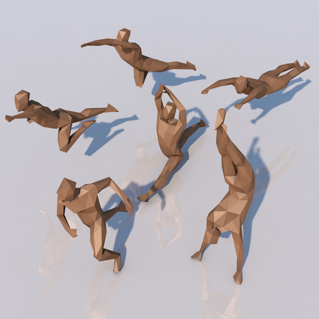 Different Low-poly Athletic Humans 3d Model