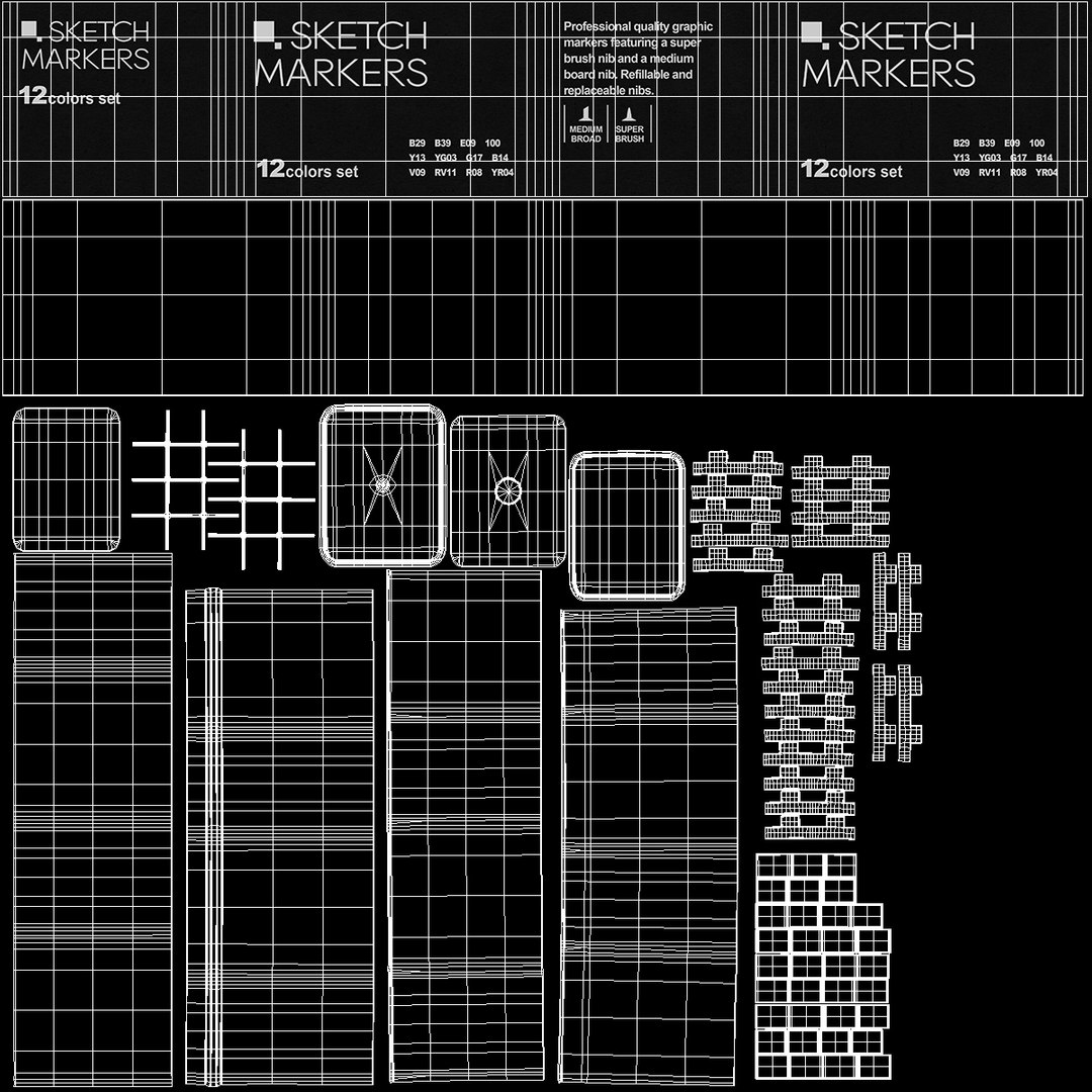 3D Generic Sketch Marker 12 Pack - TurboSquid 1875655