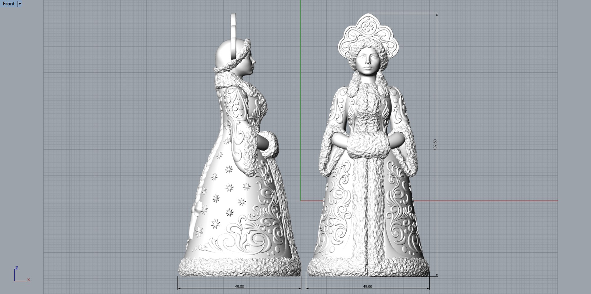 Snow Maiden Christmas Bell Figurine 3D Print Model Model - TurboSquid ...