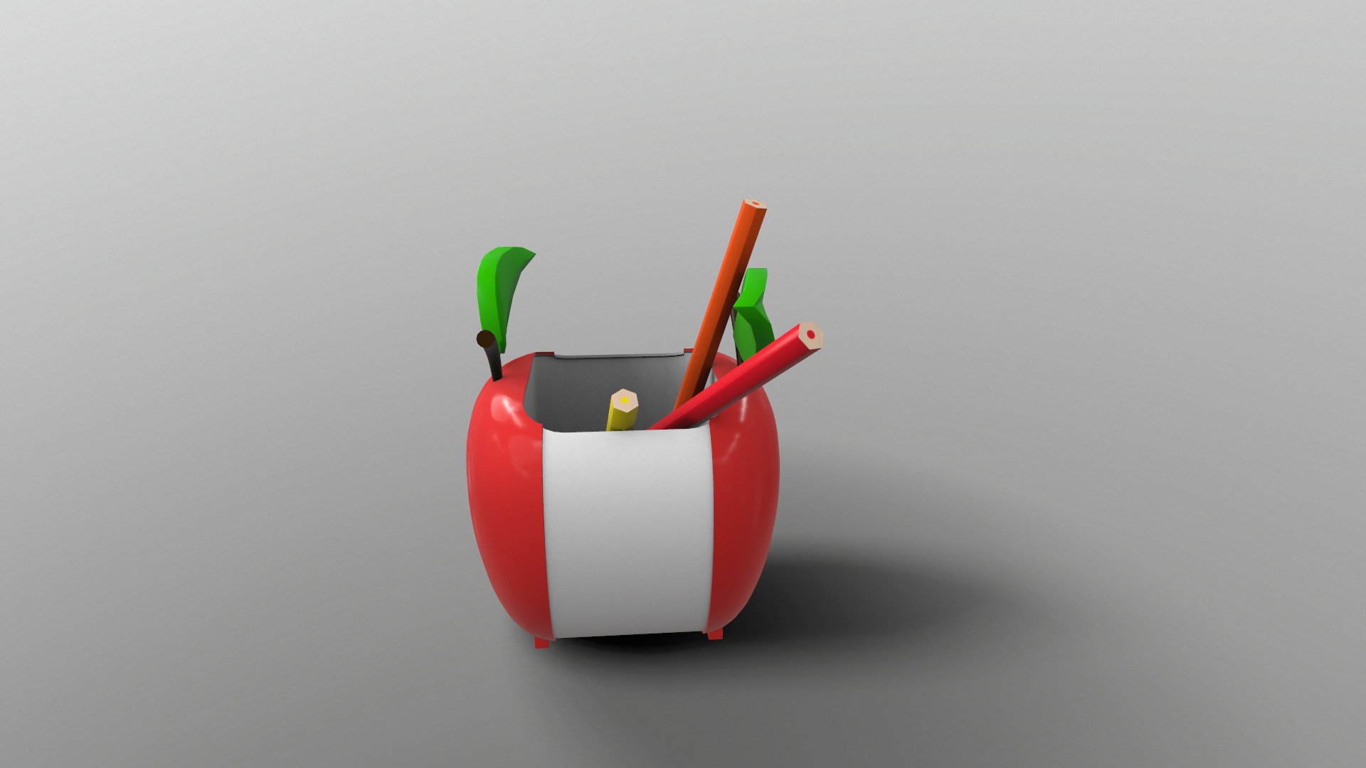 Red Apple Pencil Box 3D - TurboSquid 1597433