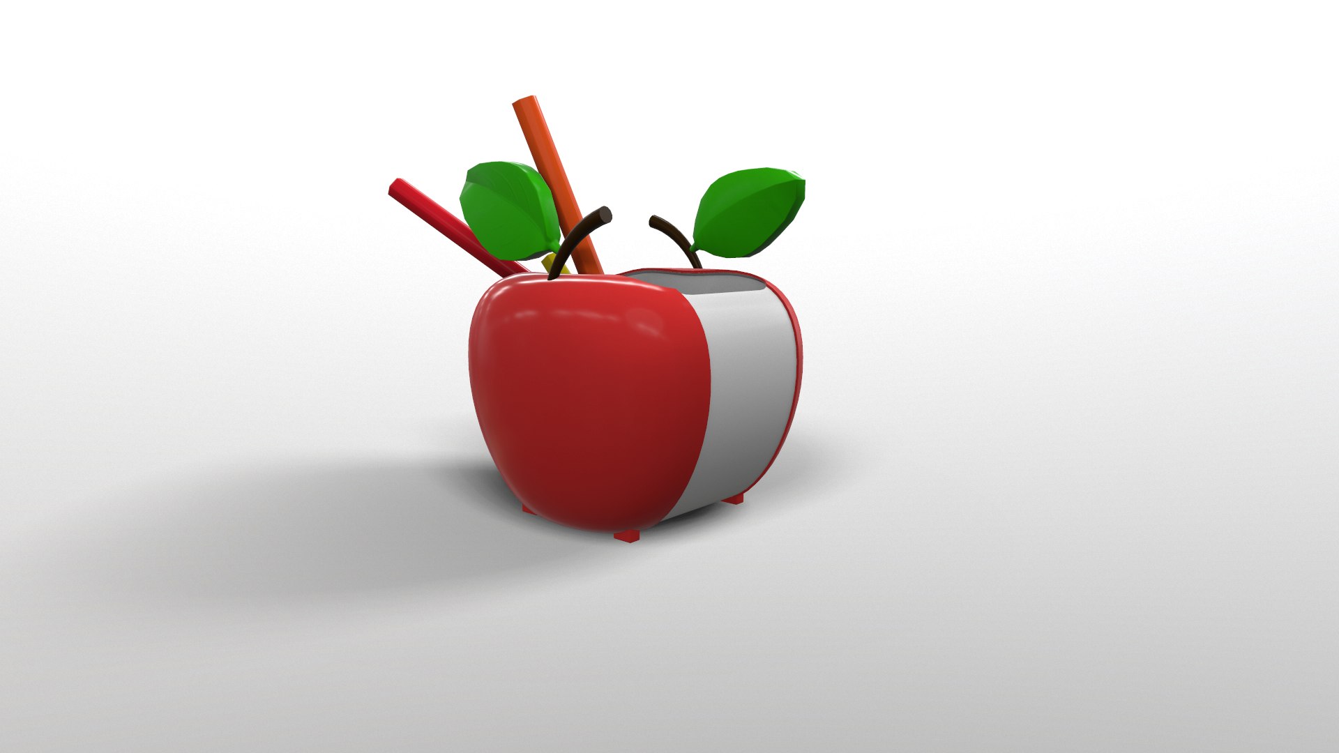 Red Apple Pencil Box 3D - TurboSquid 1597433